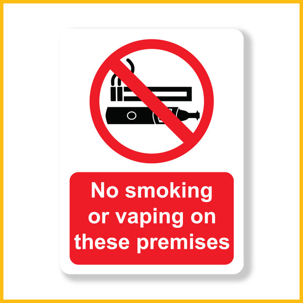 No Smoking or Vaping on these Premises Adherent Vinyl Sticker [10x7.5c – Stcky